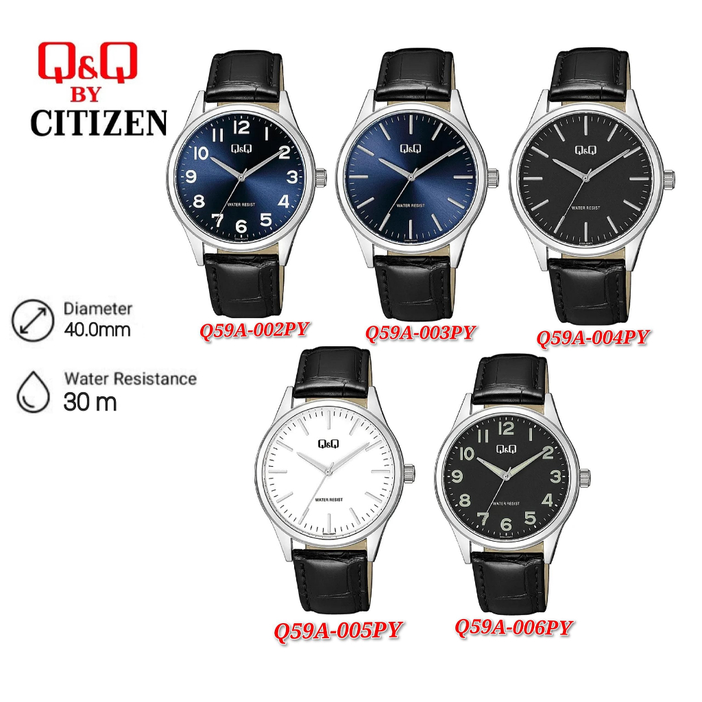 Q&Q Watch By Citizen Leather Analogue Men's Watch Q59A | Shopee Malaysia