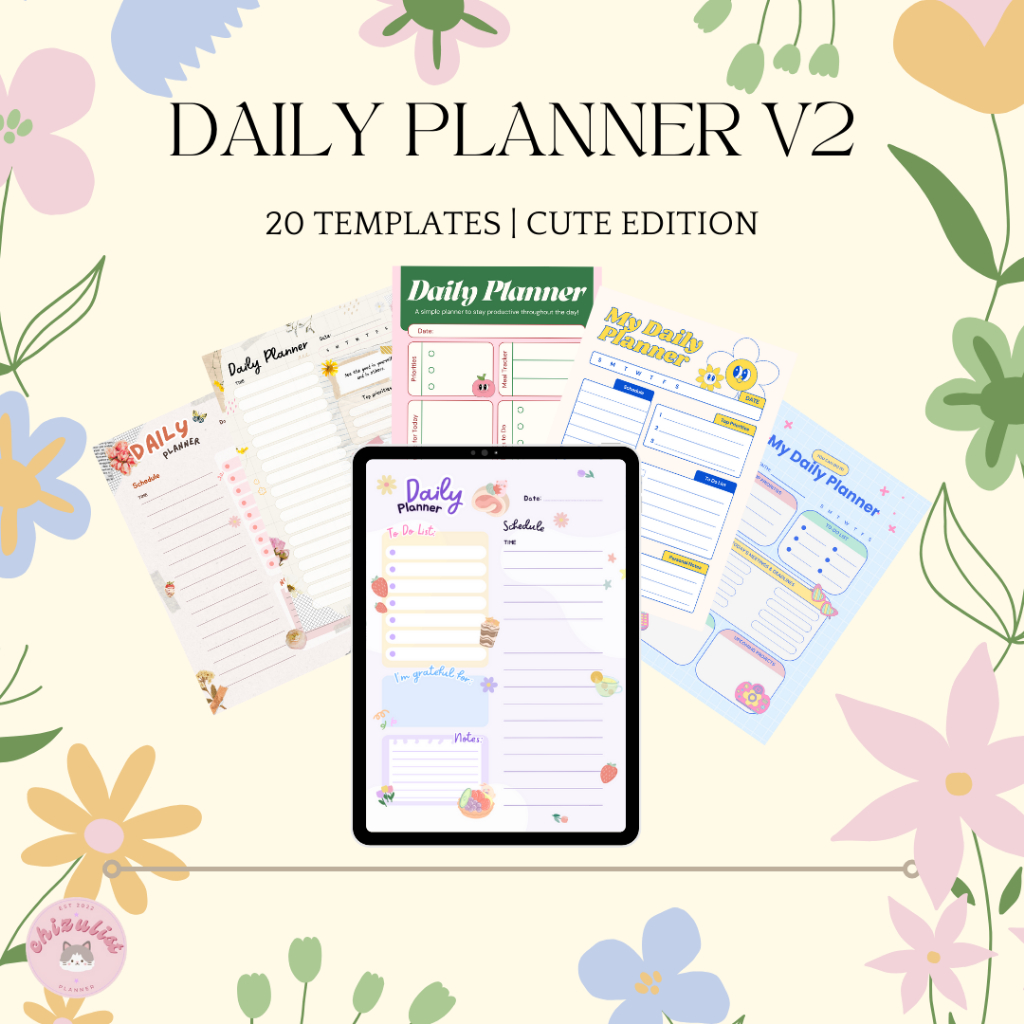 [PDF] DIGITAL PLANNER | 20 TEMPLATES DAILY PLANNER V2 | CUTE MINIMALIST ...