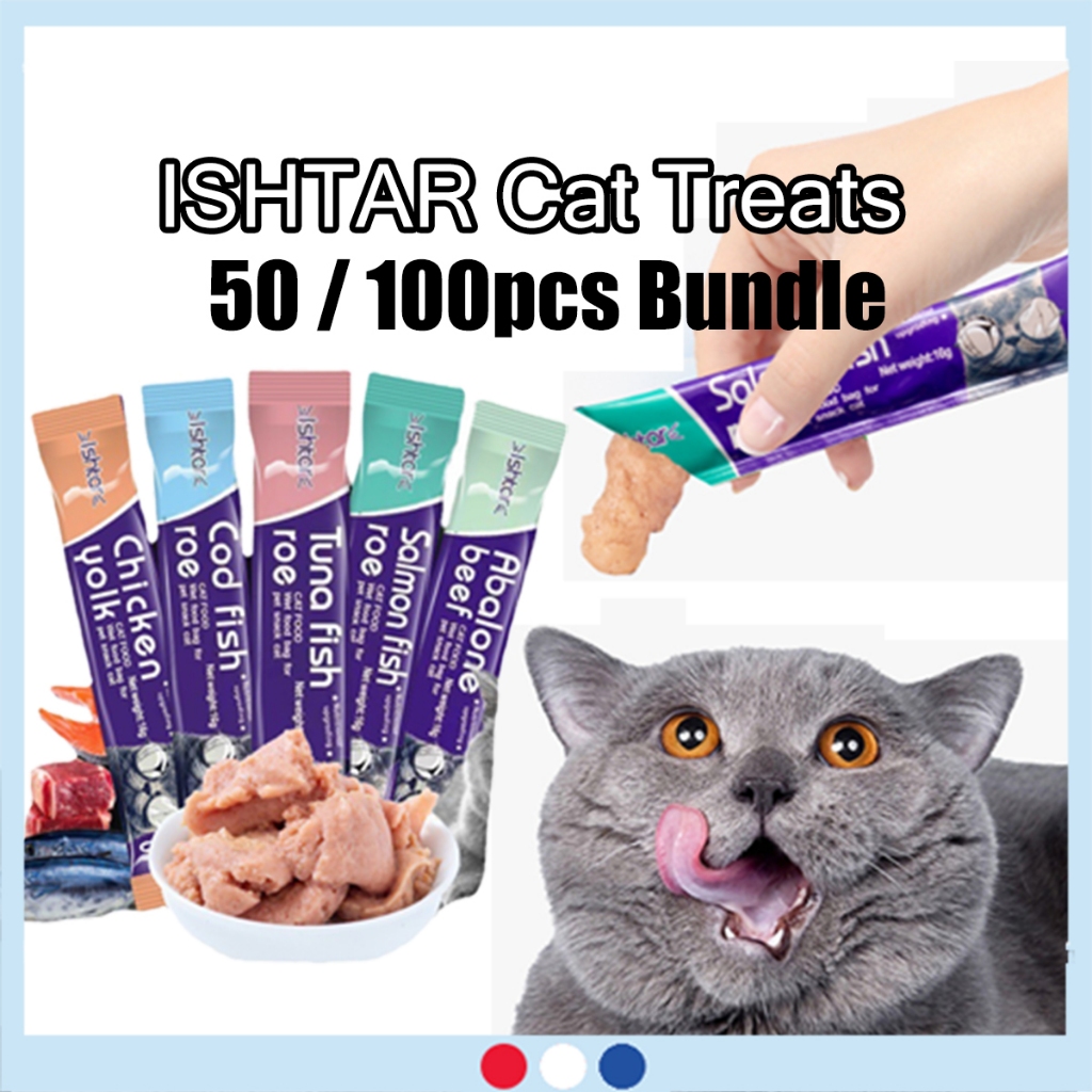 PETSEA Makanan Kucing Wet Cat Food Bundle ISHTAR Cat Treat 100 pcs Wet ...