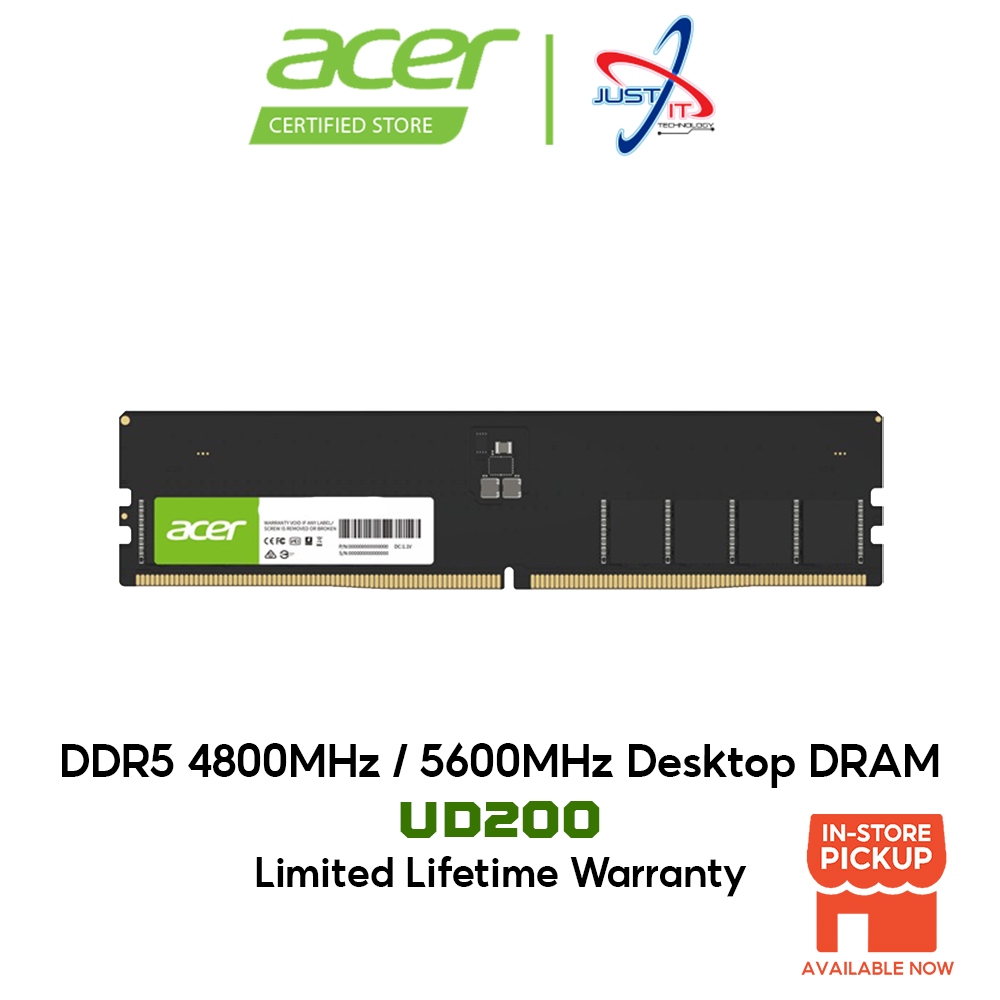 ACER UD200 DDR5 4800MHz (CL40) / 5600MHz (CL46) DESKTOP PC RAM - ( 16GB / 32GB ) | Shopee Malaysia