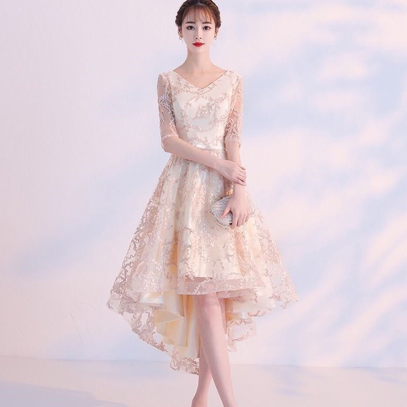 Evening dess front long back elegant short dinner dress banquet ...