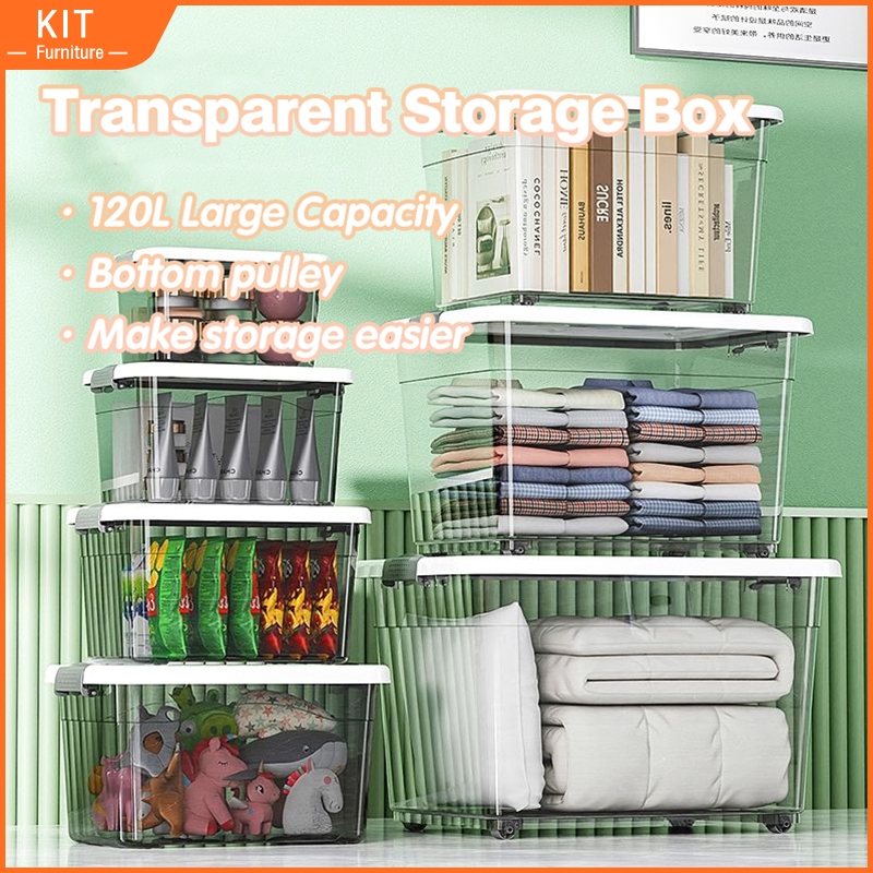 KIT Clear Storage Box Transparent (100L/200L/250L) Kotak Simpanan roda ...