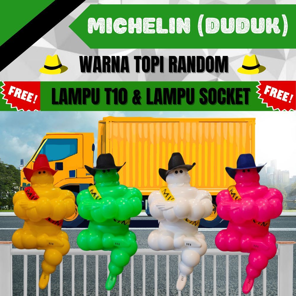 BEACON Patung Michelin Man Viral Lori LED Accessories Lorry Car Kerete ...