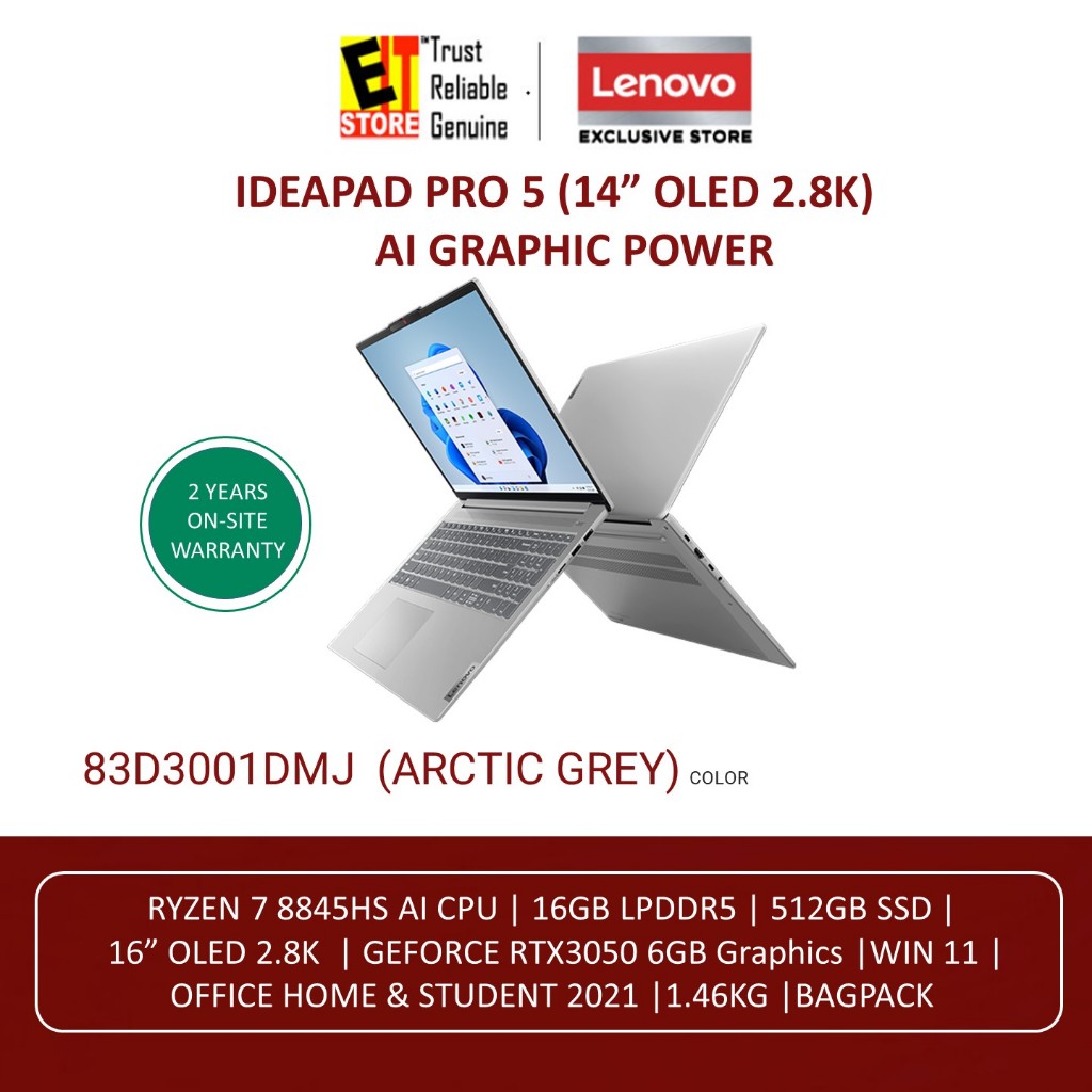 Lenovo Laptop IdeaPad 5 IP5 Pro AI (RYZEN 7-8845HS/16GB/512B/6GB ...