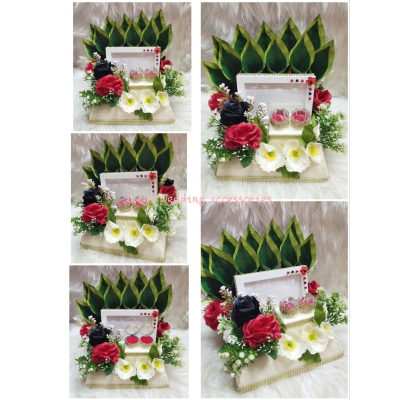 gubahan frame,sireh dan 2 bekas cincin hantaran(black red cream ...