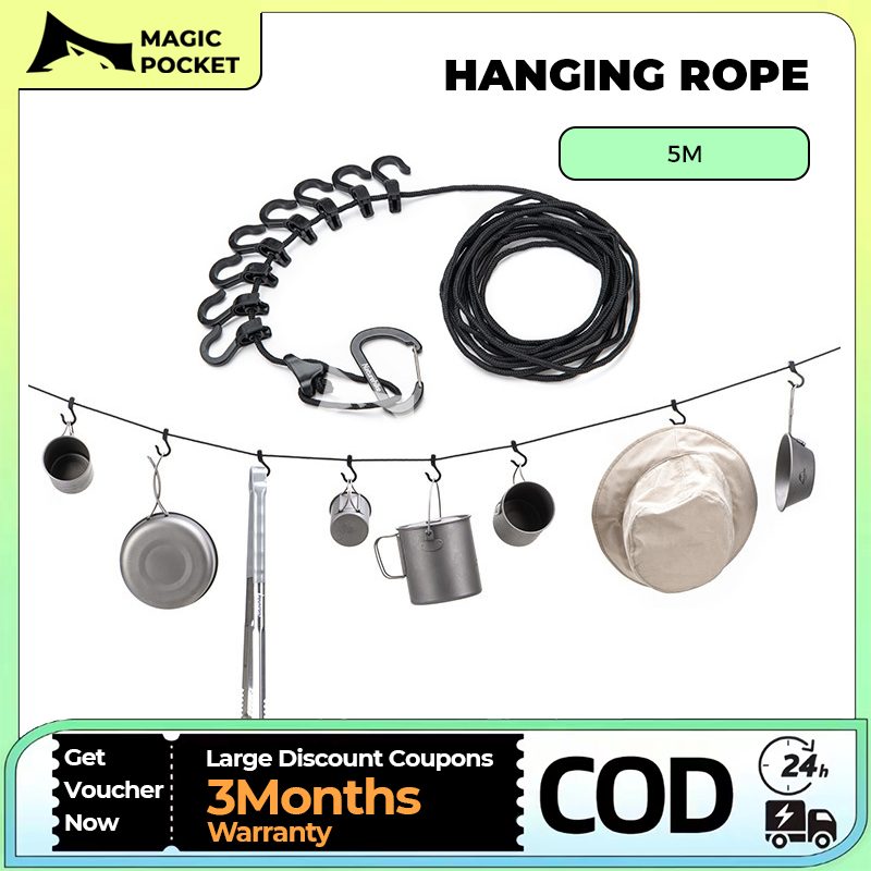 5M Hanging Rope Clothesline Hanging Light Clothes Portable Lightweight ...