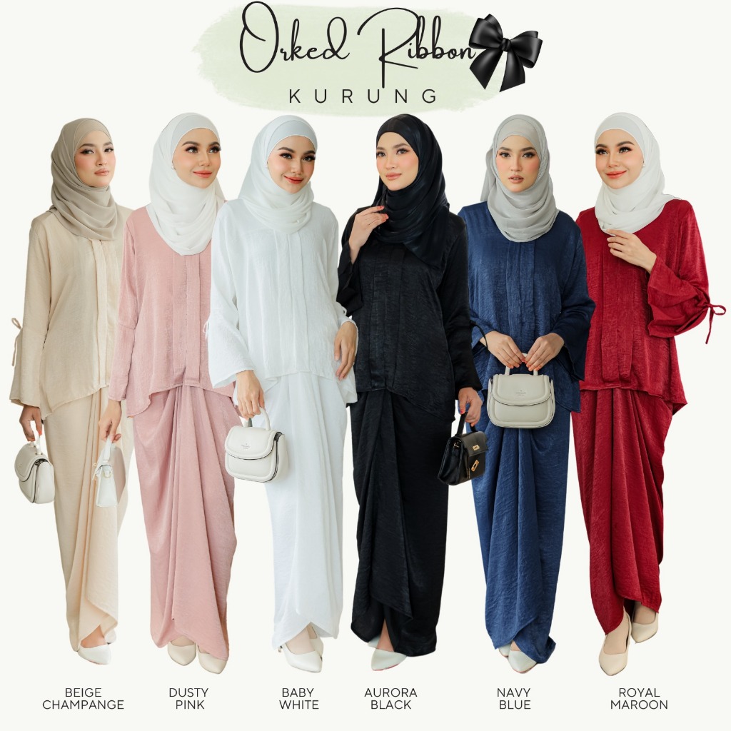 ORKED RIBBON KURUNG IRONLESS VELVET SATIN CRUSH | Shopee Malaysia