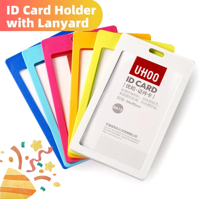 1set Employee Work Badge ID Card Holder Vertical Holders With Lanyard ...