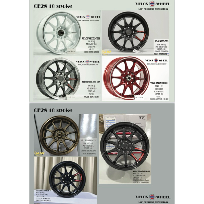 CE28 10 SPOKE BY VELOS WHEELS CAST ALLOY RIM 15 INCH MADE IN THAILAND ...