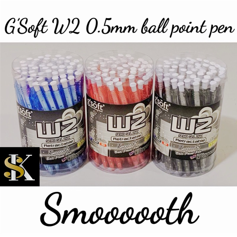 (50pcs) G’Soft W2 0.5mm Semi Gel Ink Pen Retractable Smooth Ball Point ...