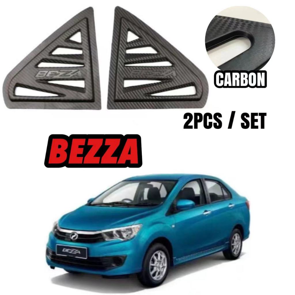 PERODUA BEZZA Window Cover 3D Carbon Fibre Rear Triangle Mirror Cover ...