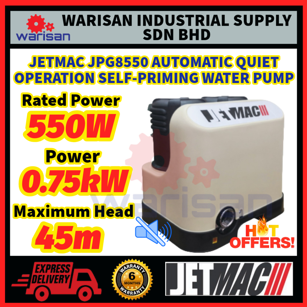 JETMAC JPG8550 550W 0.75HP AUTOMATIC QUIET OPERATION SELF PRIMING WATER ...