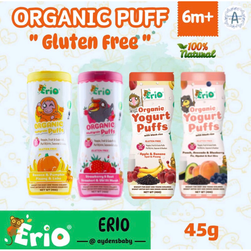 ERIO ORGANIC MULTIGRAIN & YOGURT PUFF N TEENY FRUITS GLUTEN FREE SNACK ...