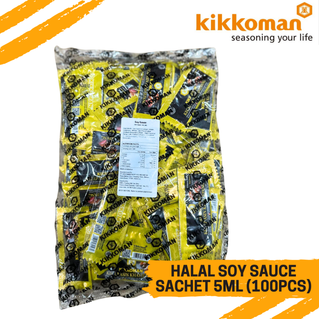 [Kikkoman Halal] Soy Sauce - All Purpose Seasoning Sachet (5ml x 100pcs ...