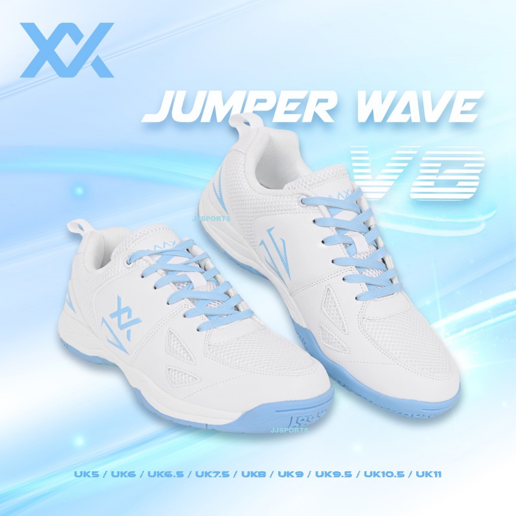 MAXX BADMINTON SHOES JUMPER WAVE V8 (White/Blue) (100%ORIGINAL ...