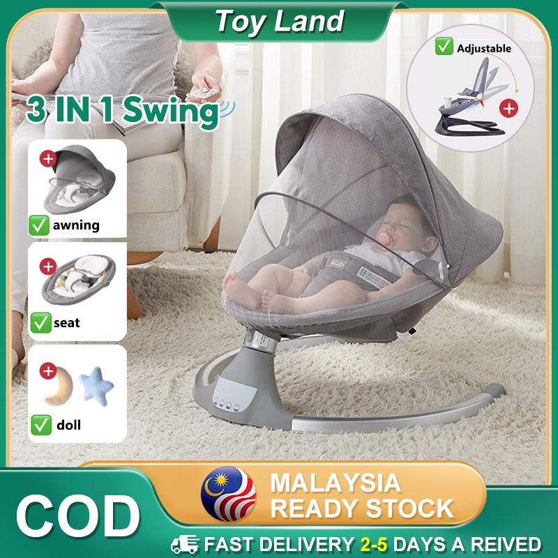 COD Newborn Baby Auto Swing Leaf Cradle Bouncer Electric Baby Rocker ...