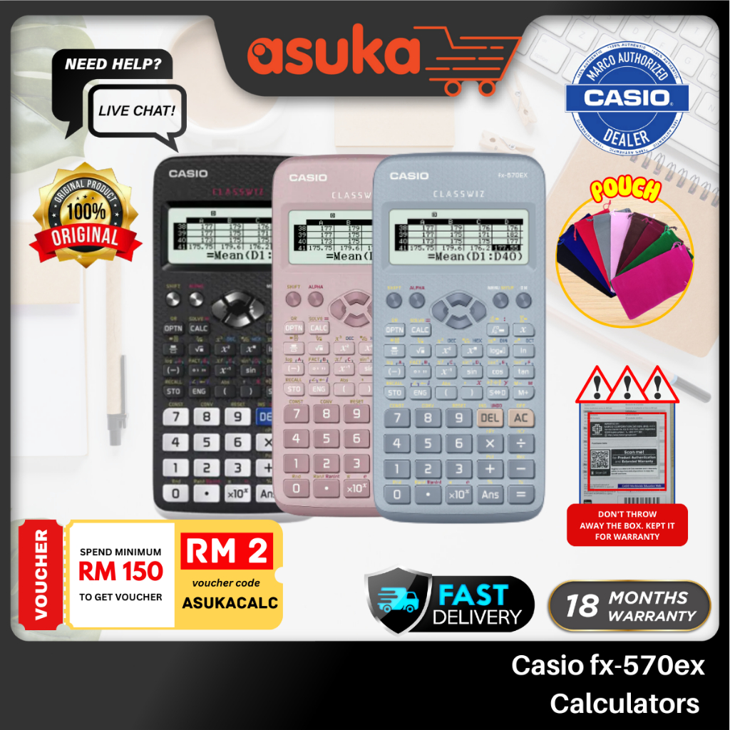 Casio fx-570EX / Casio Black fx-350ex Scientific Calculator Genuine ...