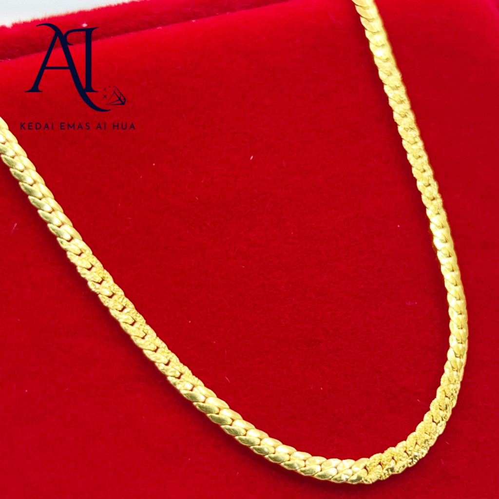 AIHUA Rantai Snake Skin Emas 916 Tulen Rantai Leher Kulit Ular Emas 916 ...