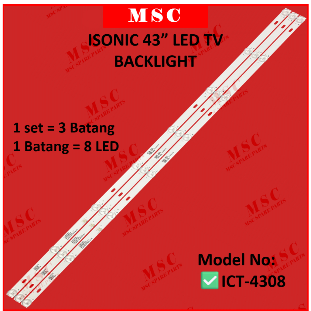 ICT-4308 ISONIC 43 INCH LED TV BACKLIGHT ( LAMPU TV ) 43" BACKLIGHT TV ...