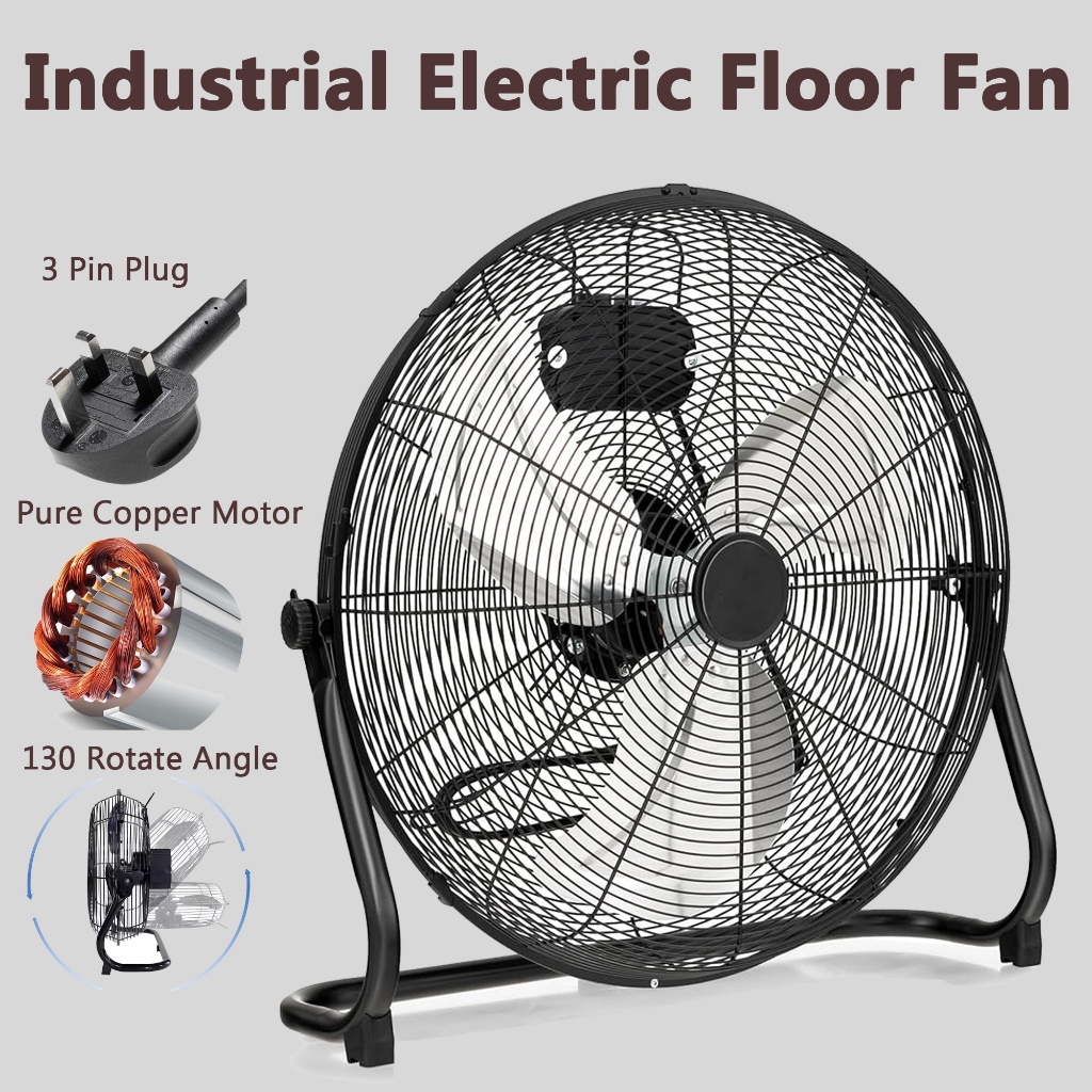 3H Pure Copper Motor Metal Clad Strong Industrial Electric Floor Fan ...