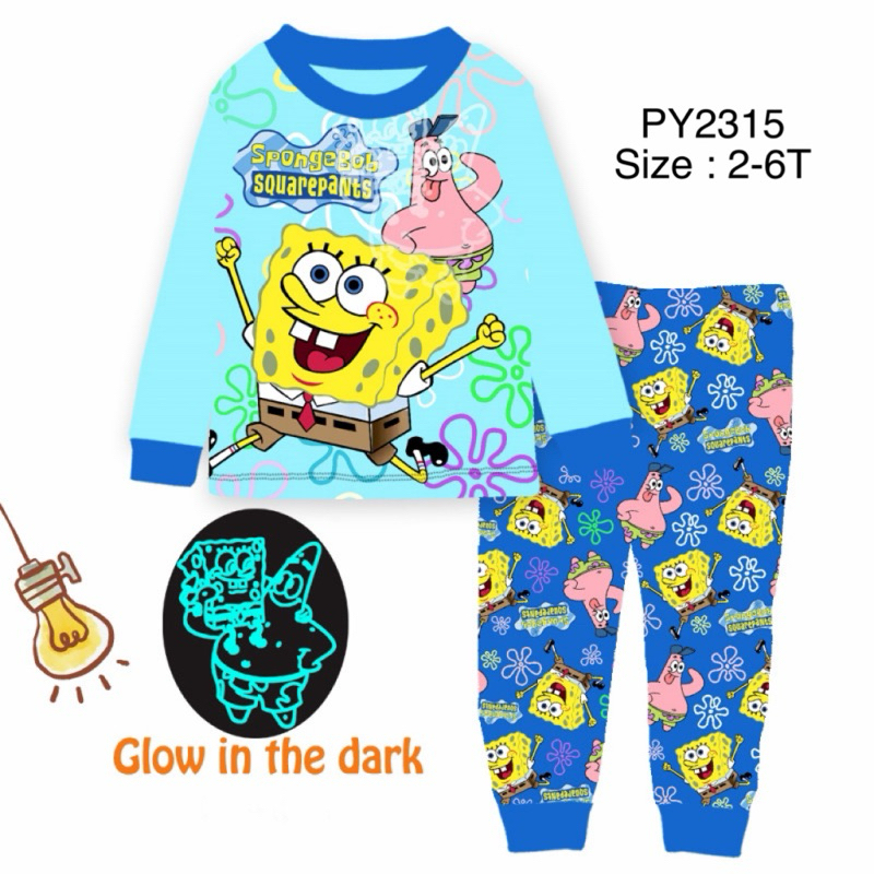 SpongeBob Design Long Sleeved Pyjamas 2-6y | Shopee Malaysia