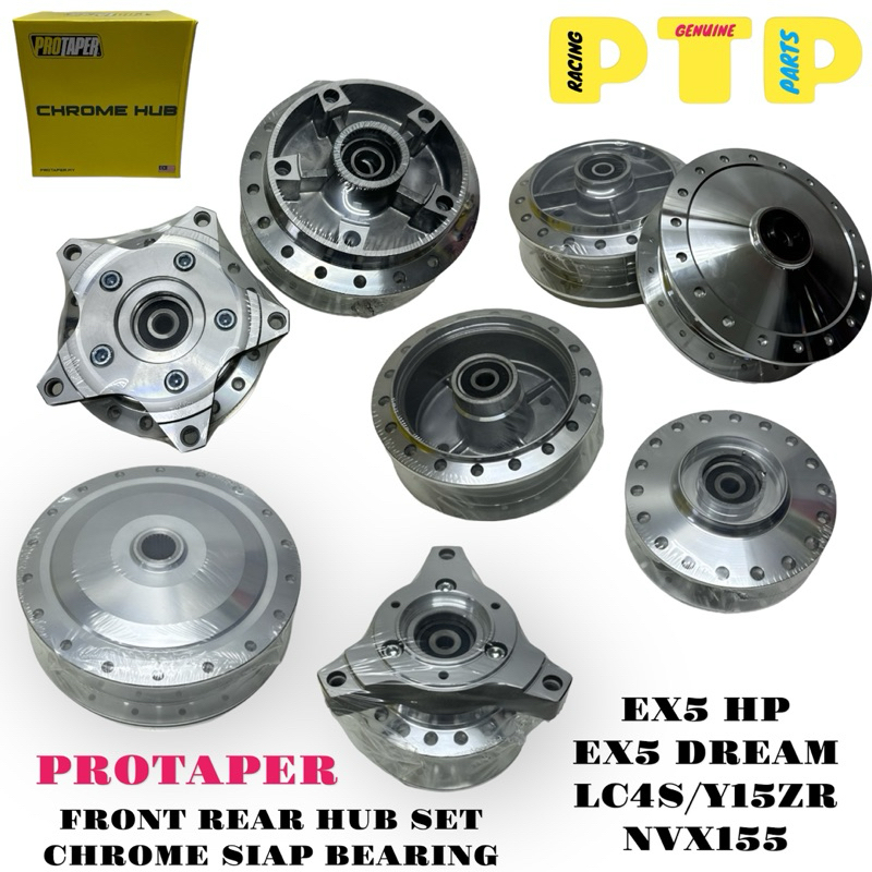 Y15/LC/Y125/NVX/EX5/RXZ PROTAPER HUB CHROME SIAP BEARING SET FRONT REAR ...