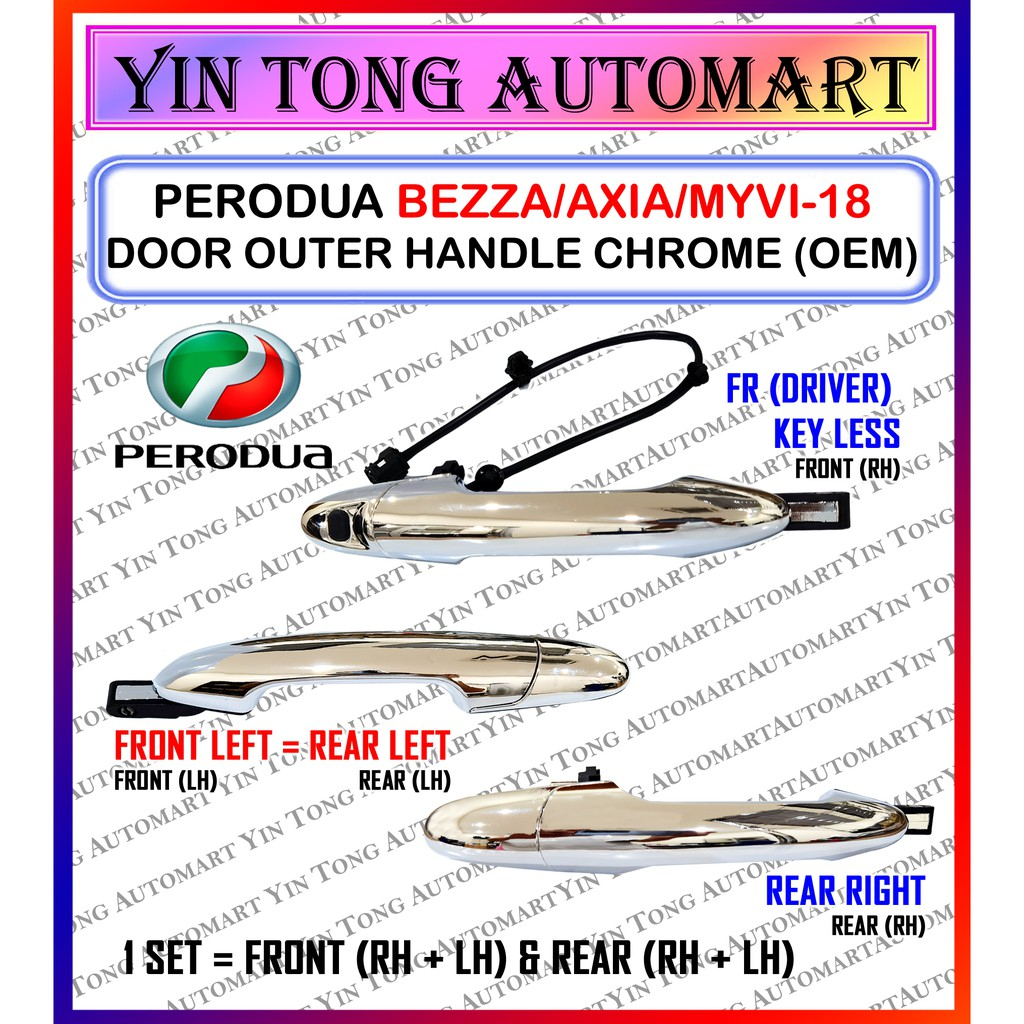 PERODUA BEZZA/AXIA/MYVI-18 Door Outer Handle Chrome (OEM) | Shopee Malaysia