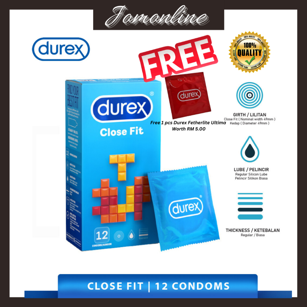 (Free Gift) Durex Close Fit Condoms (12's) - Expiry Date : 2028 ...