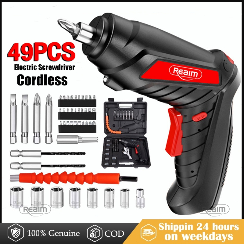 Ready Stock 49PCS Cordless Electric Screwdriver Drill 3.6V Rechargeable ...
