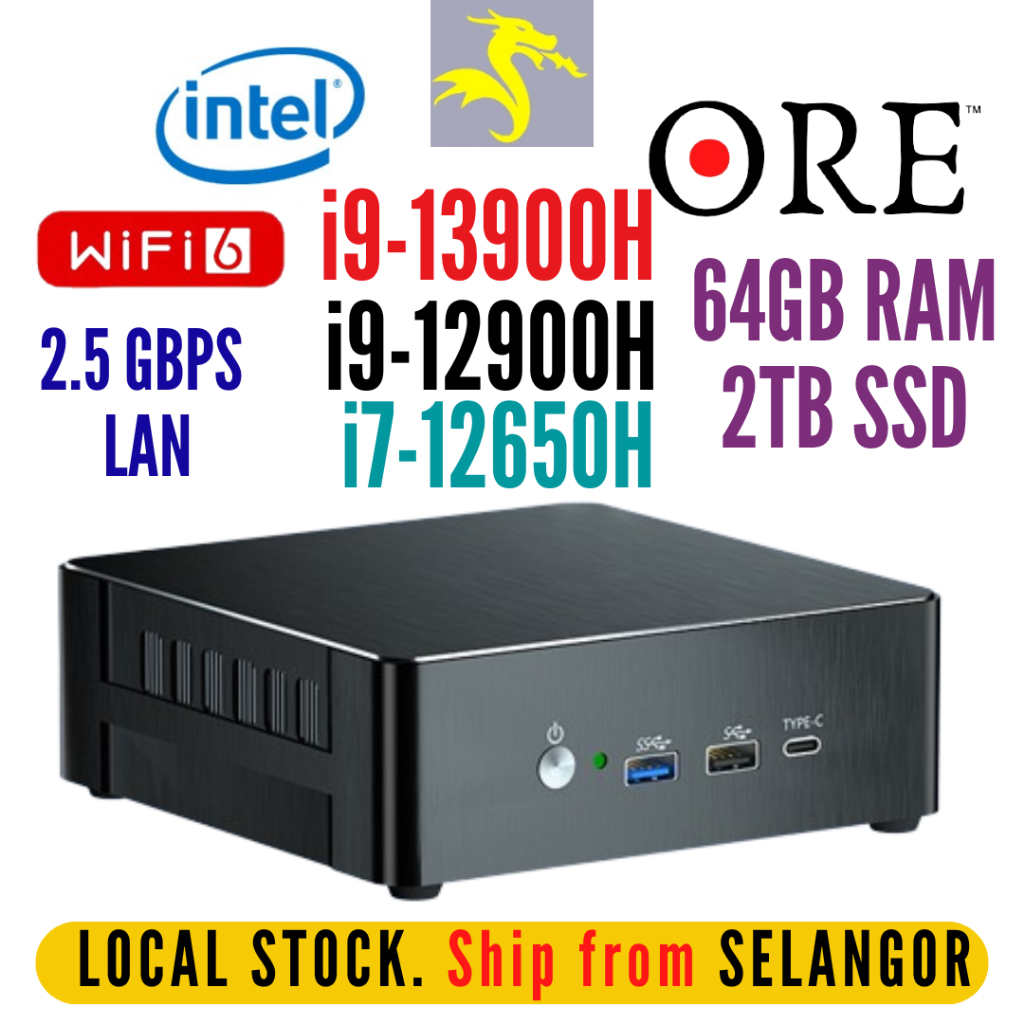 ORE Intel i9 13900H i7 12650H Mini PC 64GB DDR4 RAM 2TB SSD WiFi 6 PC ...