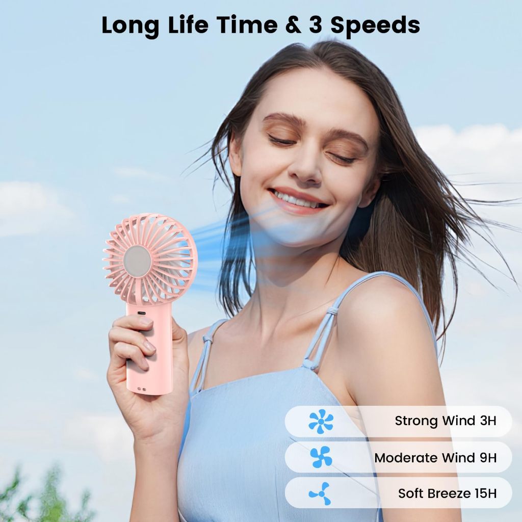 Portable Mini Fan Desktop Fan Rechargeable Battery 3 Speeds Strong Wind ...
