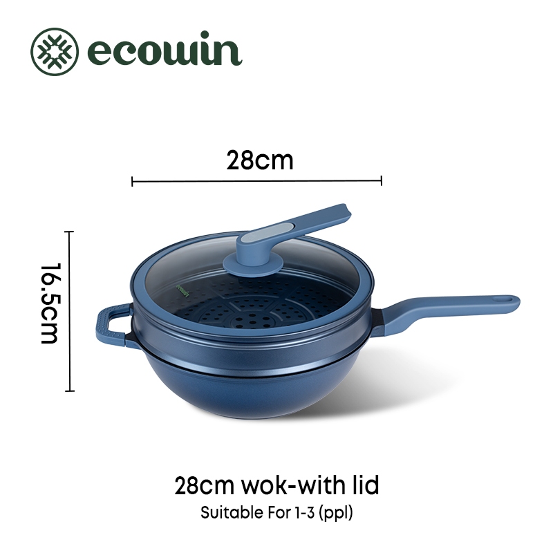 Ecowin Cookware Nonstick Wok Frying Pan Micro Pressure Cooker Pan Sekop Logam Boleh Digunakan ...
