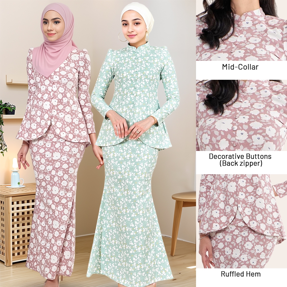 Baju Kurung Sarah Raya 2025 Floral Baju Kebaya Muslimah mini kurung ...