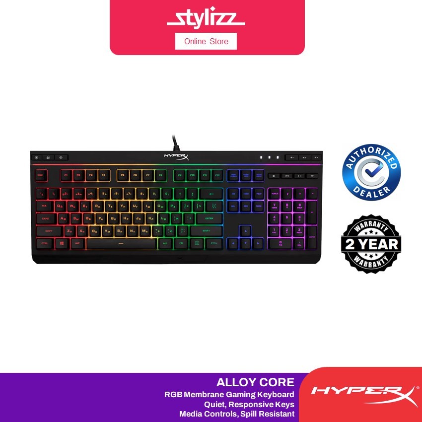 Hyperx Alloy Core Rgb Membrane Gaming Keyboard Quiet Responsive Keys With Anti Ghosting