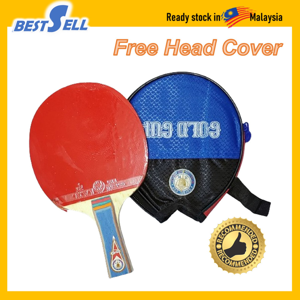 Gold Cup Table Tennis Bat With Cover Ping Pong Bat Long Handle | Shopee ...