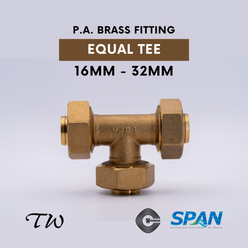 TW PA Pipe Fitting Brass Equal Tee - 16mm, 20mm, 25mm, 32mm (Watermark/ SPAN) | Shopee Malaysia