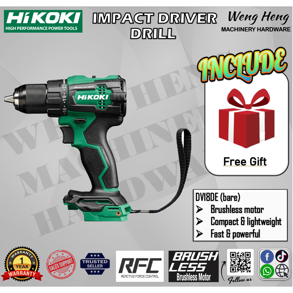 HIKOKI 18V Brushless Cordless Impact Driver Drill - Model DV18DE | Shopee Malaysia