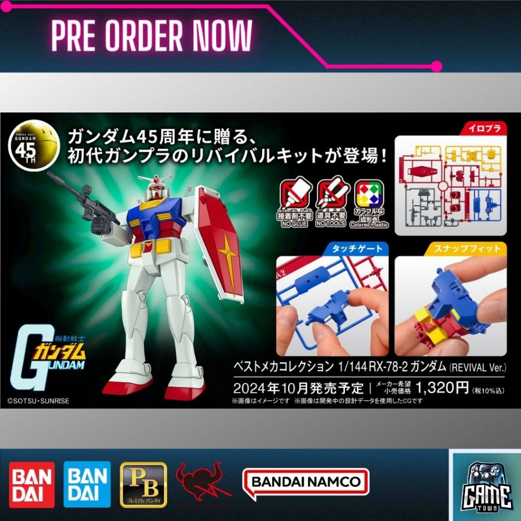 Bandai Best Mecha Collection 1/144 RX-78-2 Gundam (Revival Ver ...