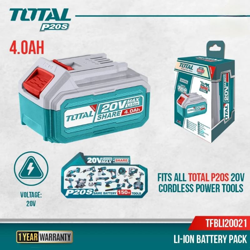 TOTAL TFBLI20021 Li-ion Battery Pack (4.0Ah, P20S / 20V) | Shopee Malaysia