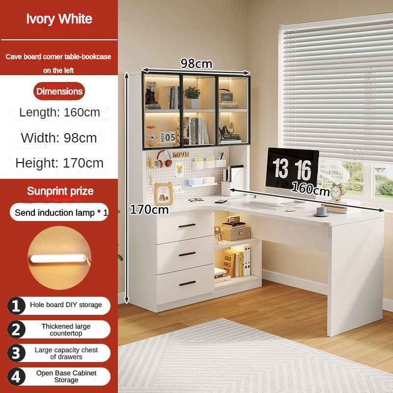 L-type corner desk Cavity board home desk bookshelf study one simple ...