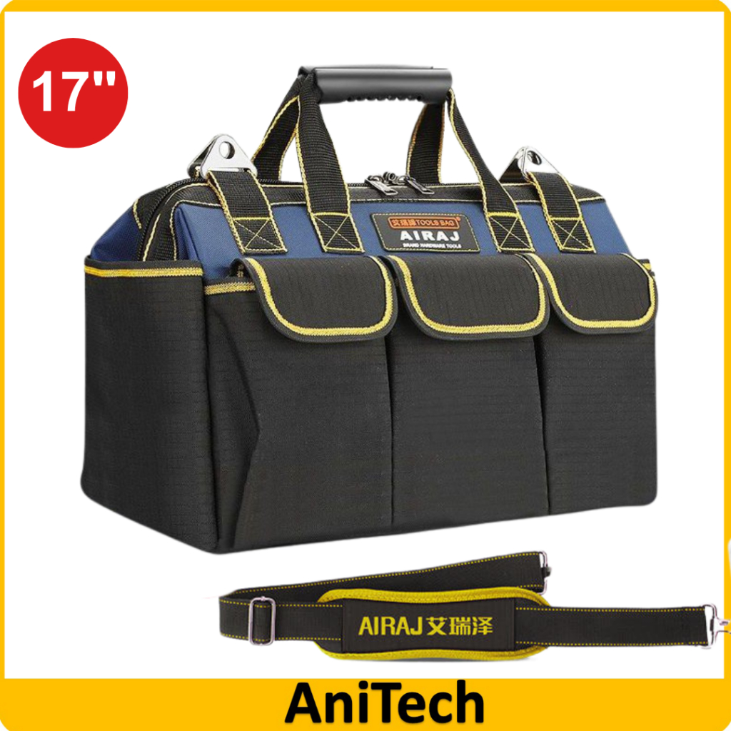 AIRAJ Electrician Tool Bag Multi-function Large Heavy Duty Wide Mouth ...