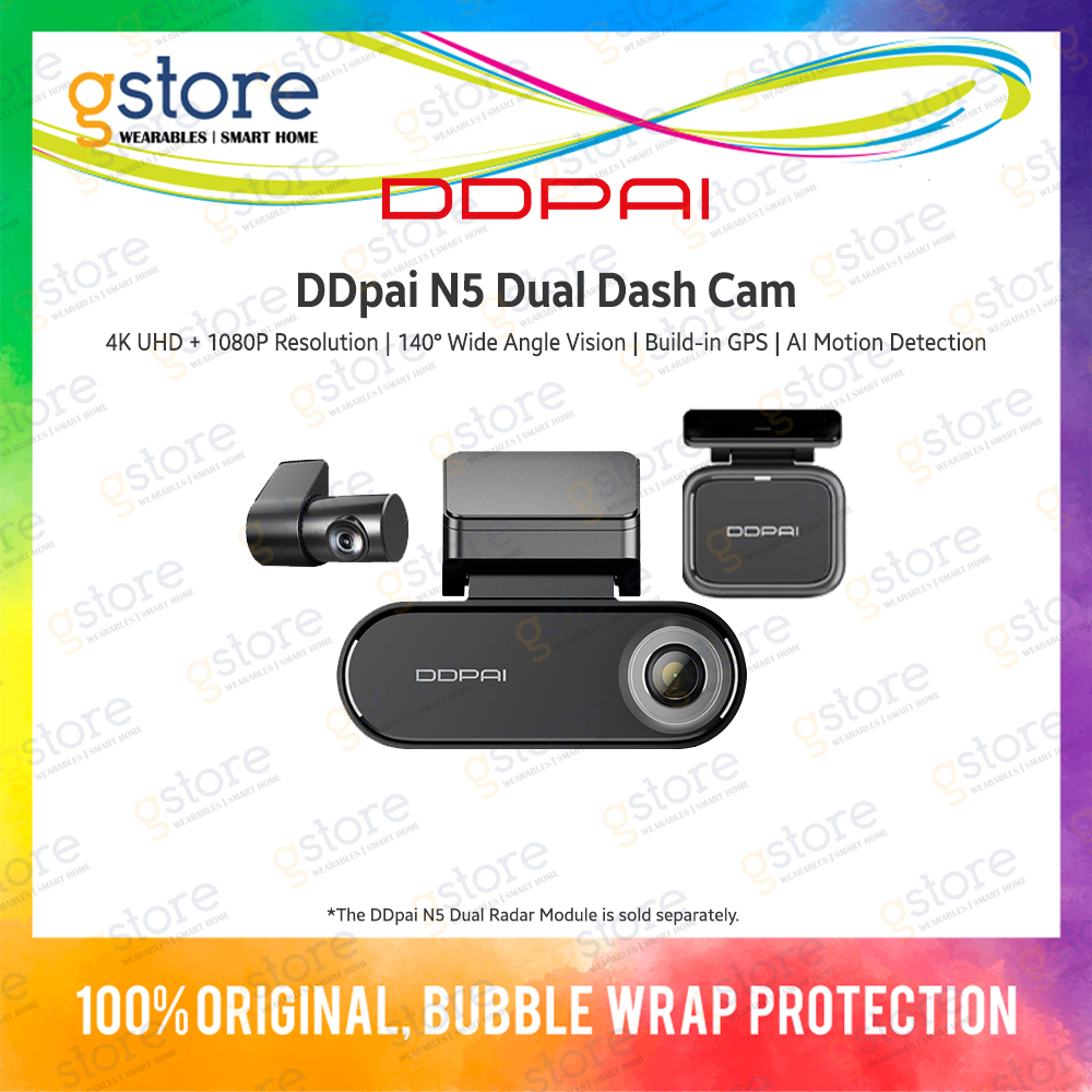 DDpai N5 Dual Dash Cam, Radar Module (4K UHD Resolution, AI Motion Detection, Build-In GPS Log ...