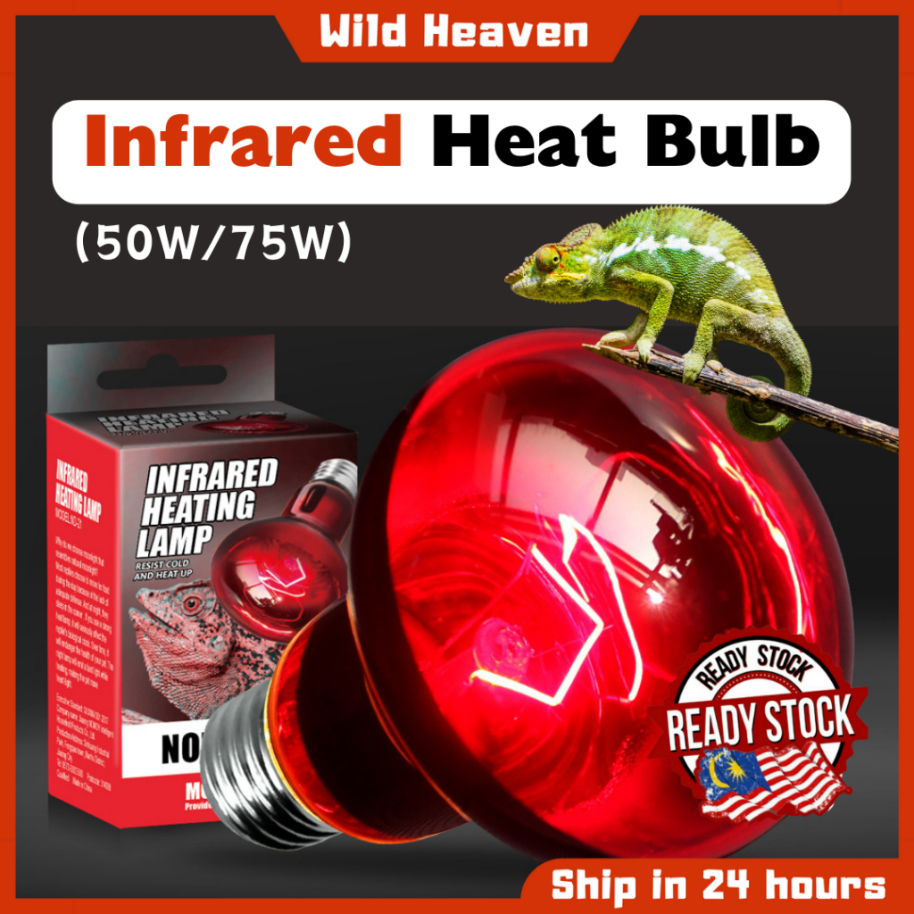 Reptile Infrared Basking Spot Heating Lamp Warm Light Bulbs Night Heat ...