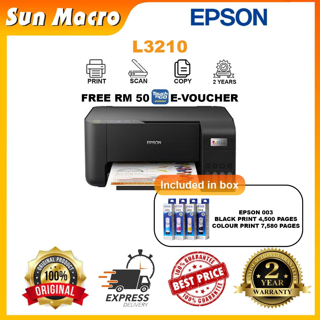 EPSON L3210 All-in-One Ink Tank Printer WITH ORIGINAL INK [PRINT/SCAN/COPY] | Shopee Malaysia