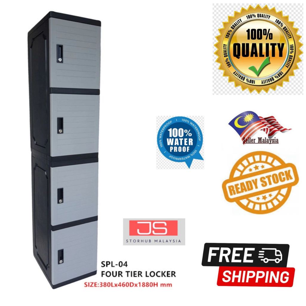 JS 4 Tier Plastic Storage Locker Outdoor Cabinet/Almari Asrama SPL-04 ...