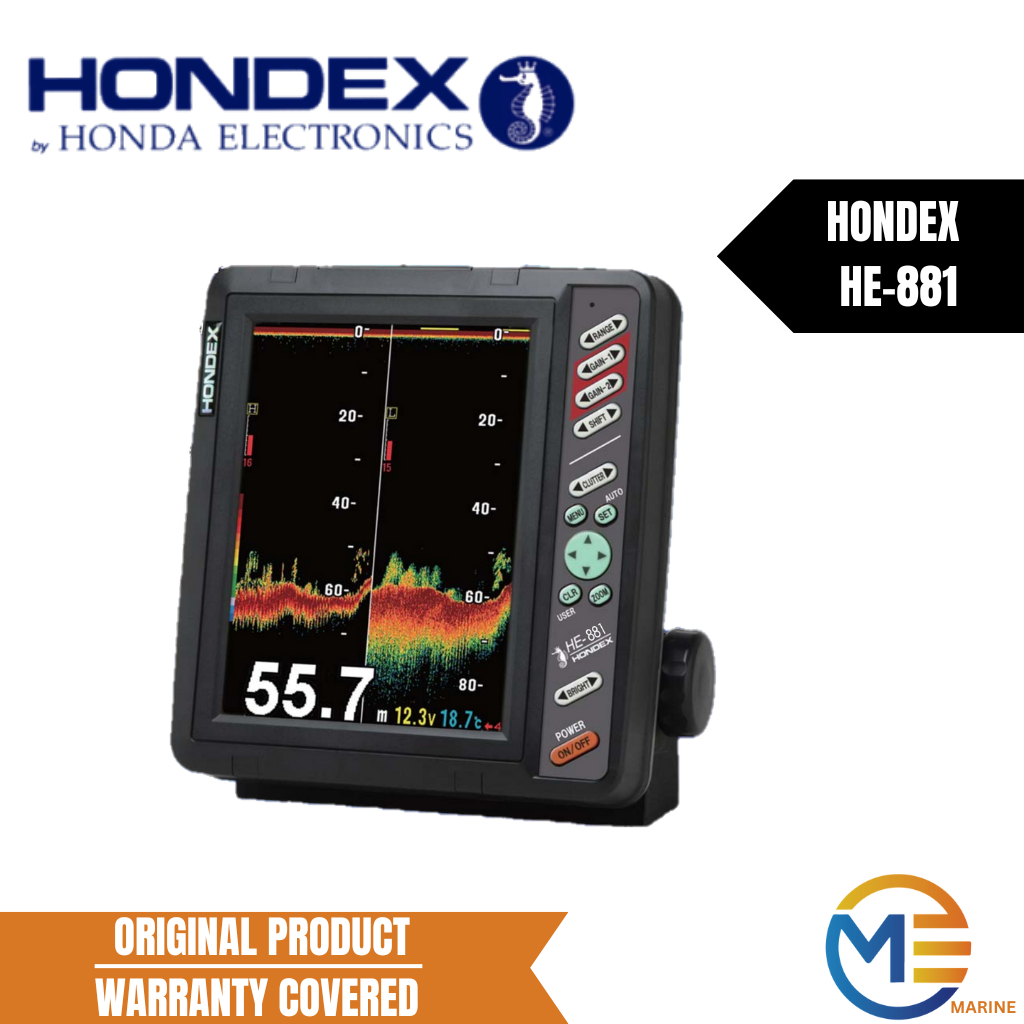 Hondex HE-881 Fish Finder Sonar Echo Sounder C/W 1kw/600w Transducer Original From Japan ...