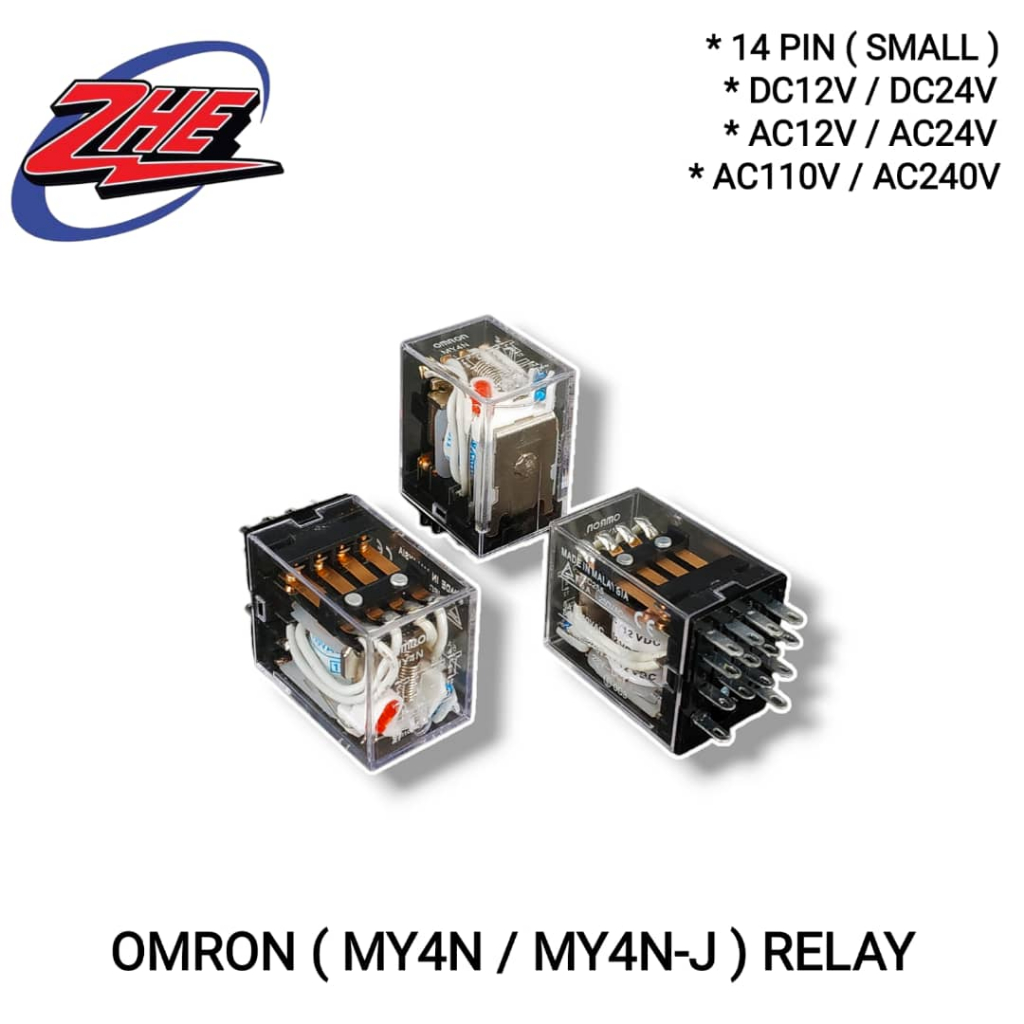 OMRON MY4N MY4N-J 14PIN DC12V DC24V AC12V AC24V AC110V AC240V POWER RELAY WITH LIGHTED INDICATOR ...