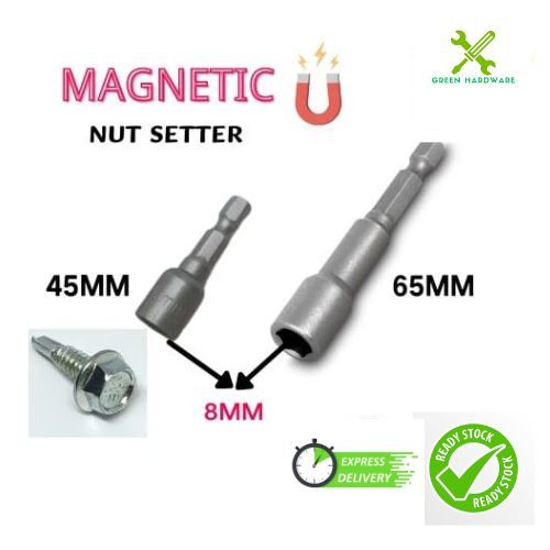 Magnetic Nut Setter/Drill Hex Nut Setter/Kunci Screw Bumbung Atap 8mm ...