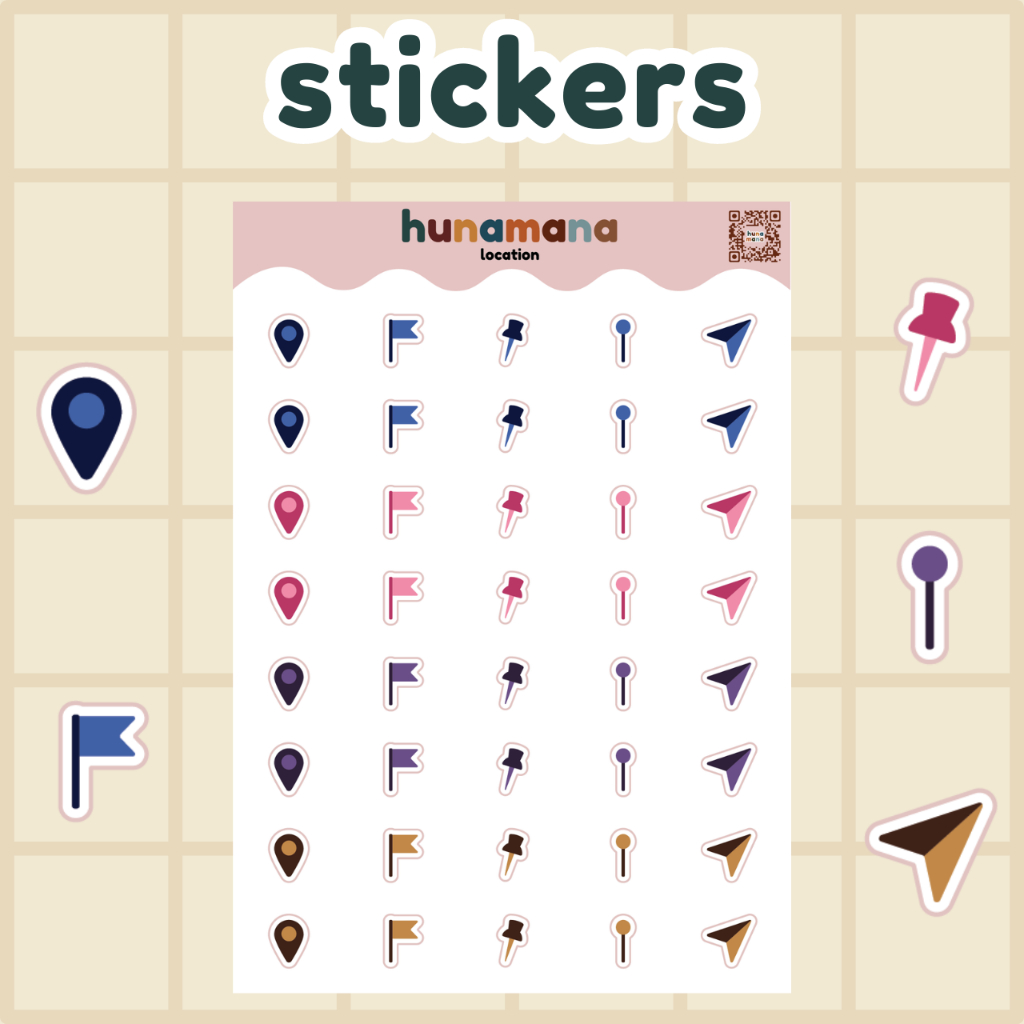 planner sticker planner sheet - location sticker | pin sticker | flag ...