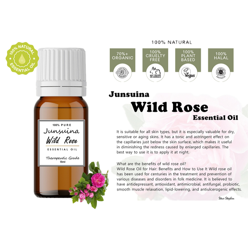 Junsuina Wild Rose Essential Oil 3% 野玫瑰精油- 15ml (Premium external use ...